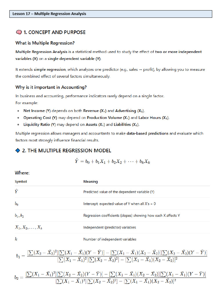 Lesson 17 - Multiple Regression Analysis | PDF