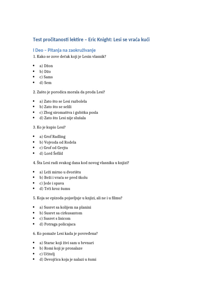Prosireni Test Lesi | PDF
