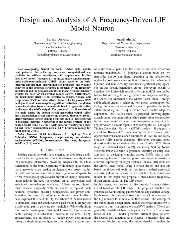 Low-Power Frequency-Driven LIF Neuron Model | PDF | Electronic Circuits ...