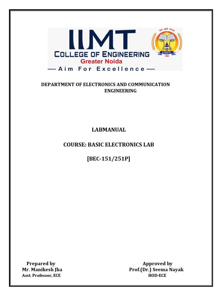 Basic Electronics Lab Manual | PDF | Capacitor | Rectifier