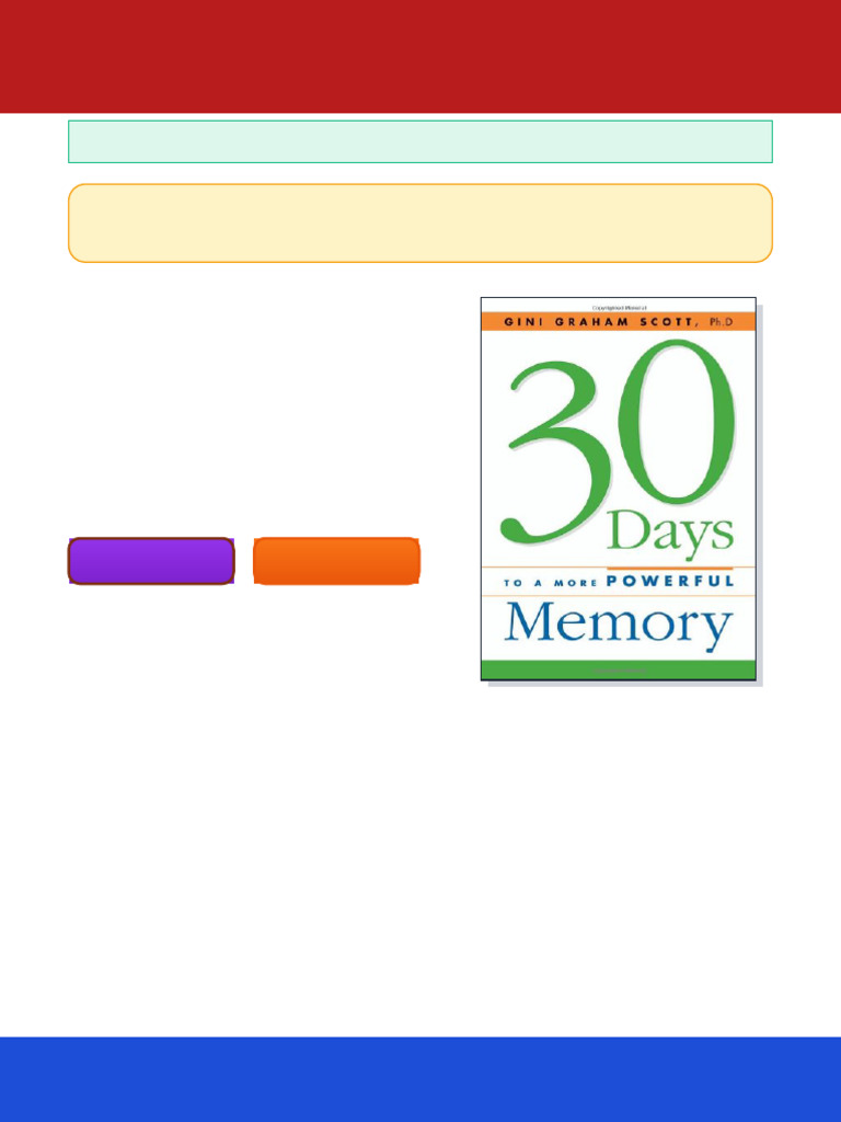 30 Days to a More Powerful Memory Gini Graham Scott ebook 2025 mega ...