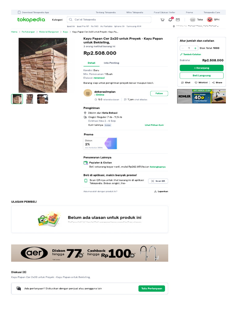 Jual Kayu Papan Cor 2x20 Untuk Proyek -.. KAYU ACUAN | PDF
