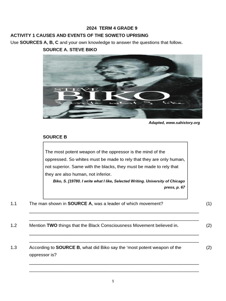 Soweto Uprising: Causes and Events | PDF | Apartheid | Nelson Mandela