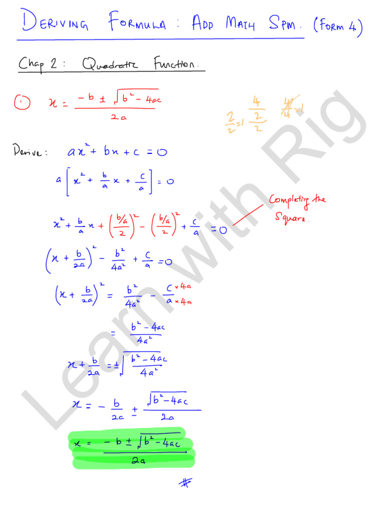 Deriving Add Math Formula List [PDF] | PDF