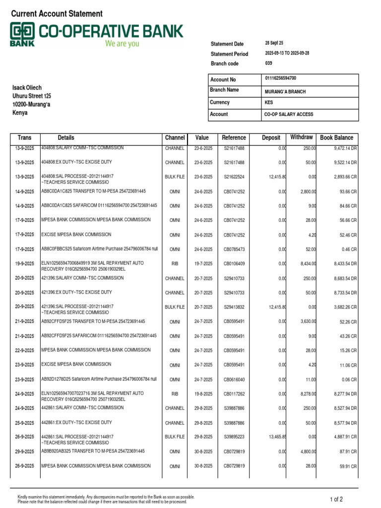 Current Account Statement Summary | PDF | Finance & Money Management ...