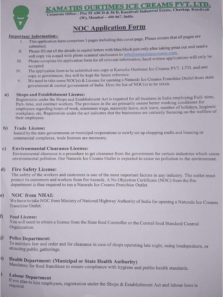 Noc Application Form | PDF