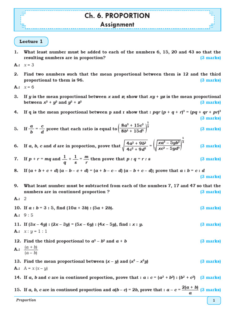 Ch. 6 Assignment - Proportion | PDF | Chess Theory | Chess