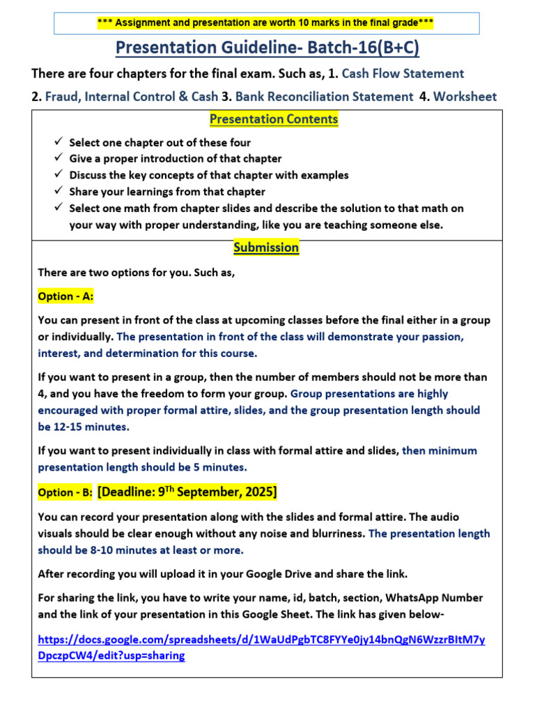 Batch-16 Presentation Guidelines | PDF