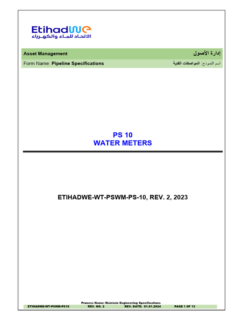 Water Meter Specifications Document | PDF | Water | Specification ...