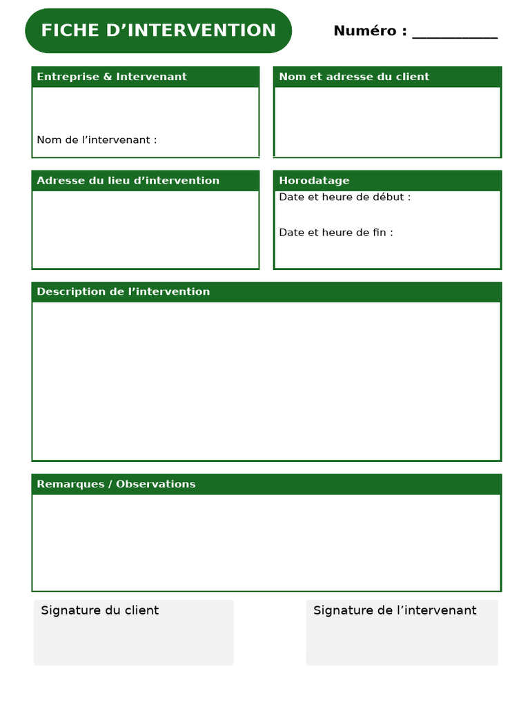 Fiche d'Intervention Clientèle | PDF