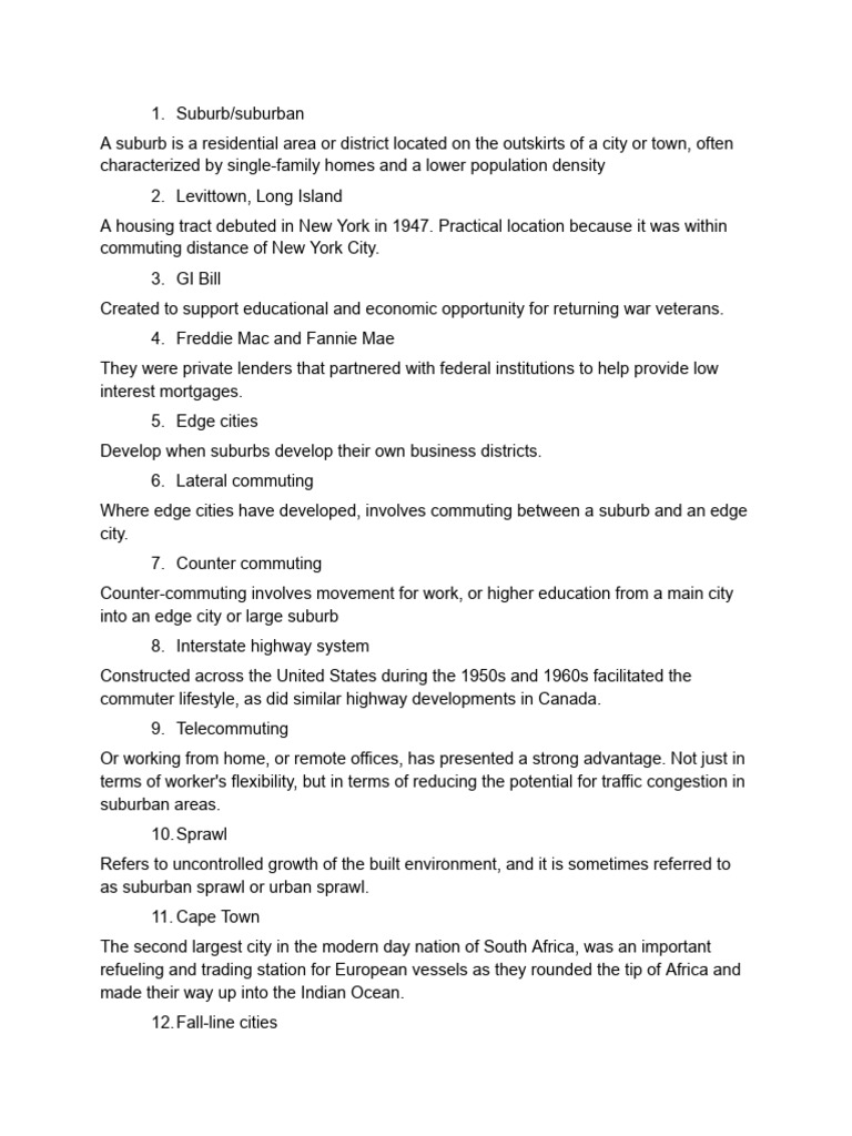 Section 23 Key Terms | PDF | Suburb | City