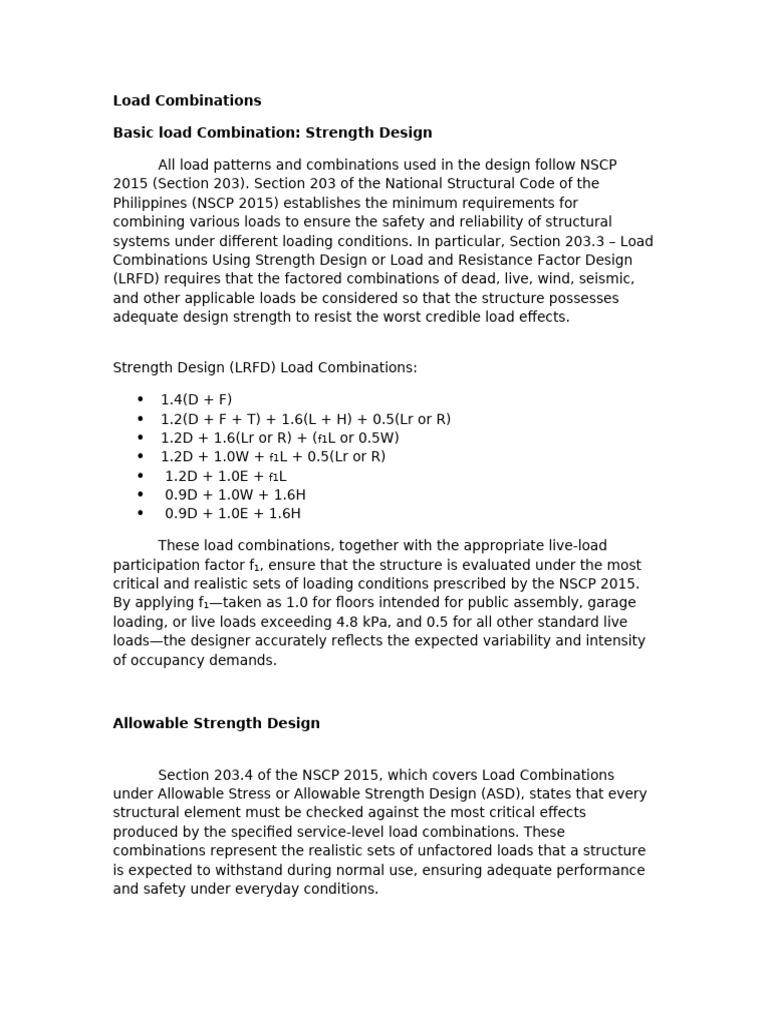 NSCP 2015 Load Combinations Overview | PDF | Structural Load ...
