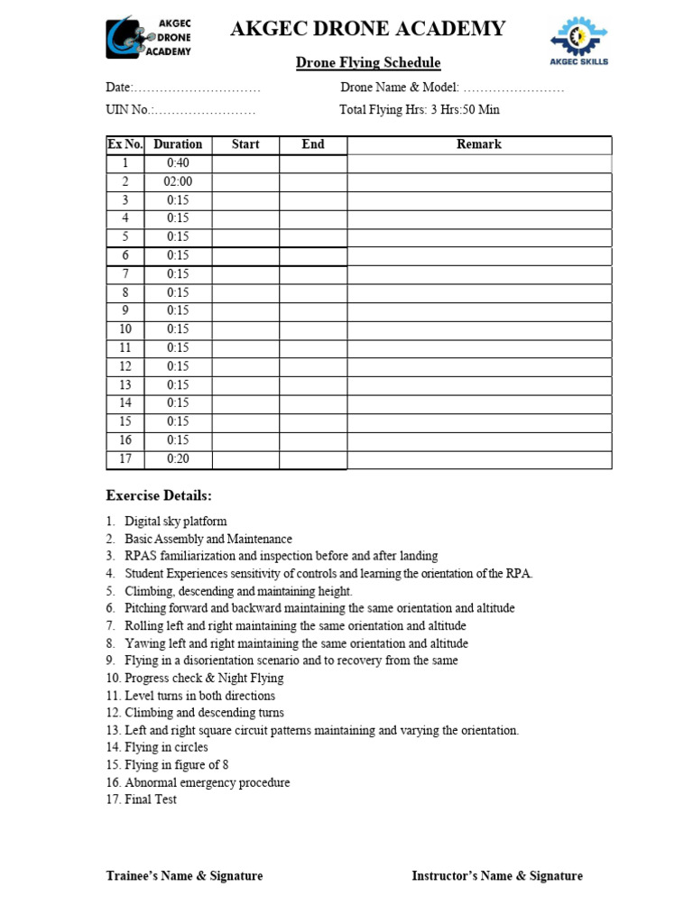AKGEC Drone Academy Flight Schedule | PDF