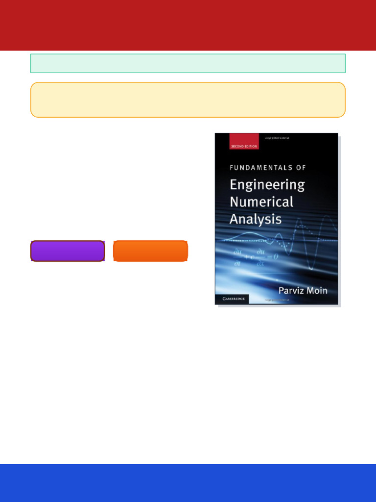 Fundamentals of Engineering Numerical Analysis Moin P. Ebook Uncut Digital Version | PDF ...