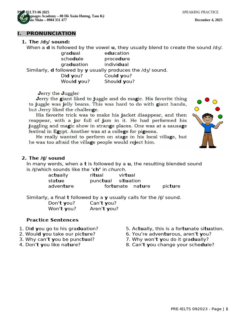 Pre-IELTS Speaking Practice Guide | PDF