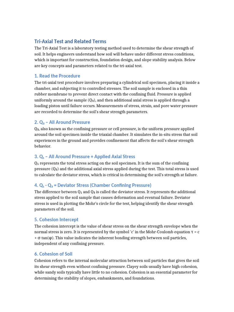 Tri-Axial Test Descriptions | PDF | Strength Of Materials | Stress ...