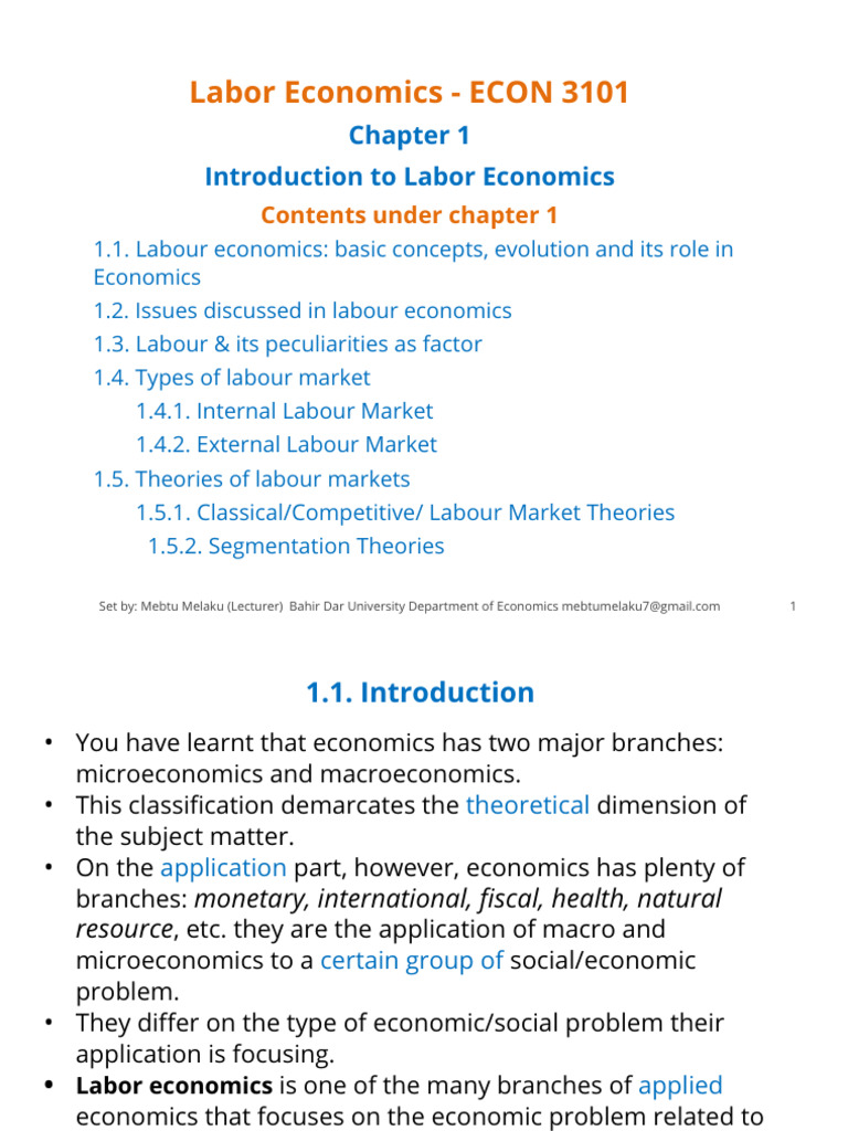 Introduction to Labor Economics Concepts | PDF | Labour Economics ...