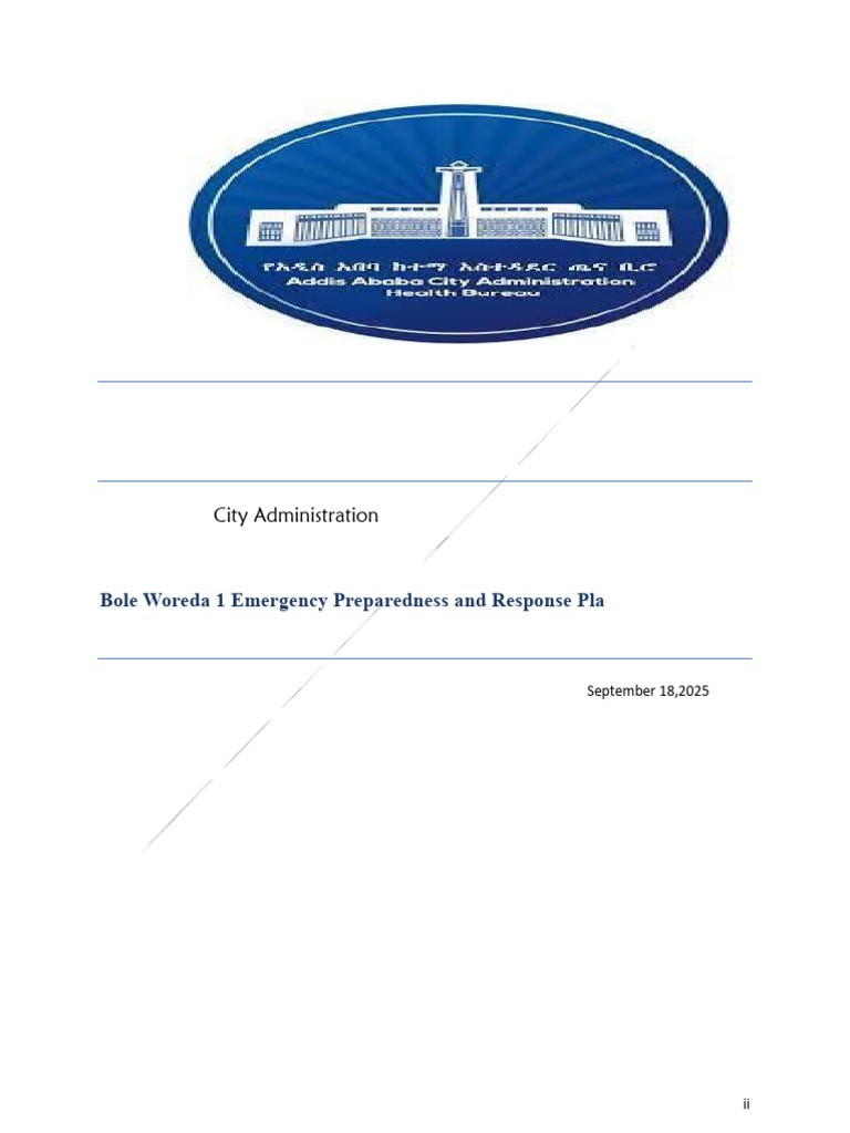 Bole Woreda 1 Emergency Response Plan | PDF | Public Health | Emergency ...