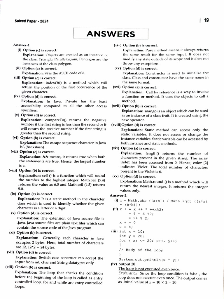 Class 10 Computer Application Rehearsal Exam Solution of Section A ...