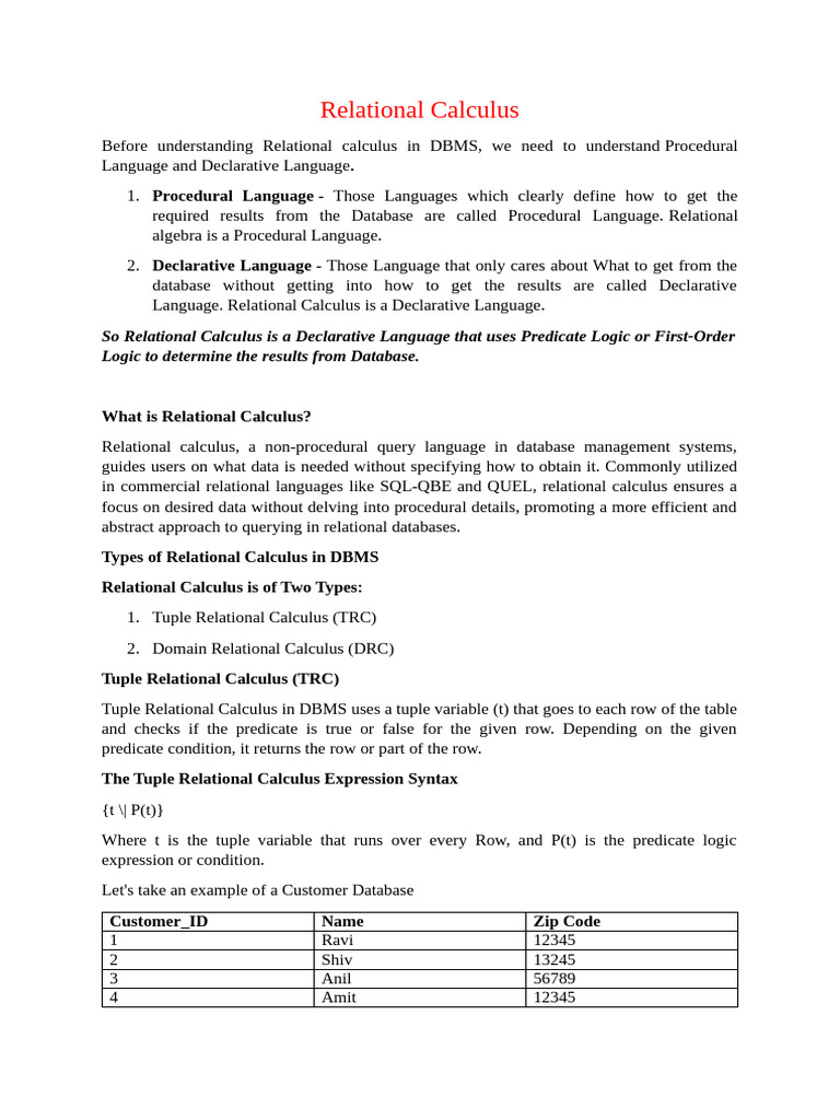 Relational Calculus | PDF | Relational Model | Databases