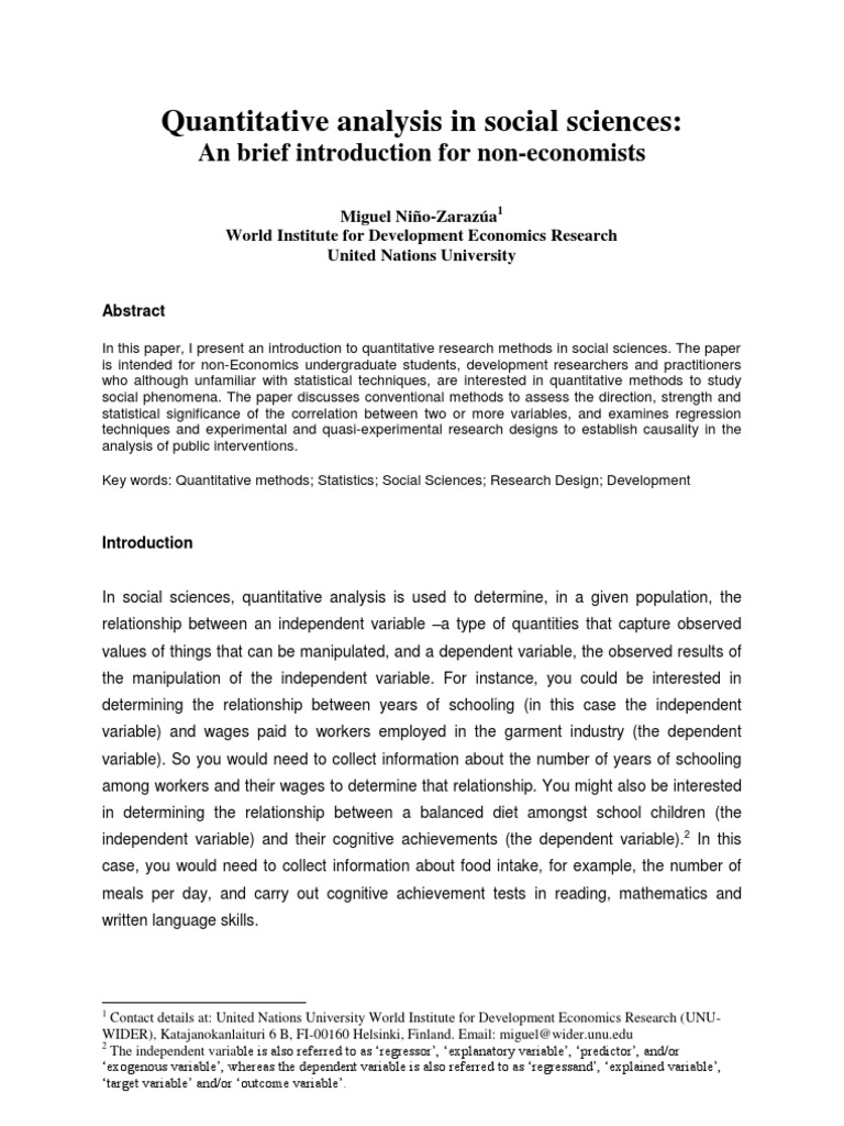Quantitative Analysis in Social Sciences: An Brief Introduction For Non ...