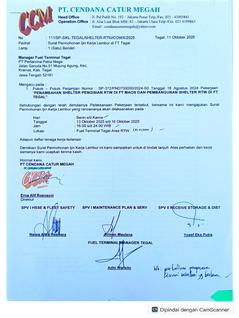 Surat Izin Lembur 13-10-2025 | PDF