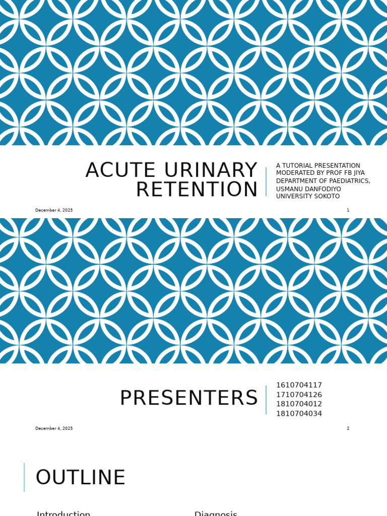 Acute Urinary Retention in Children | PDF | Urination | Urinary System