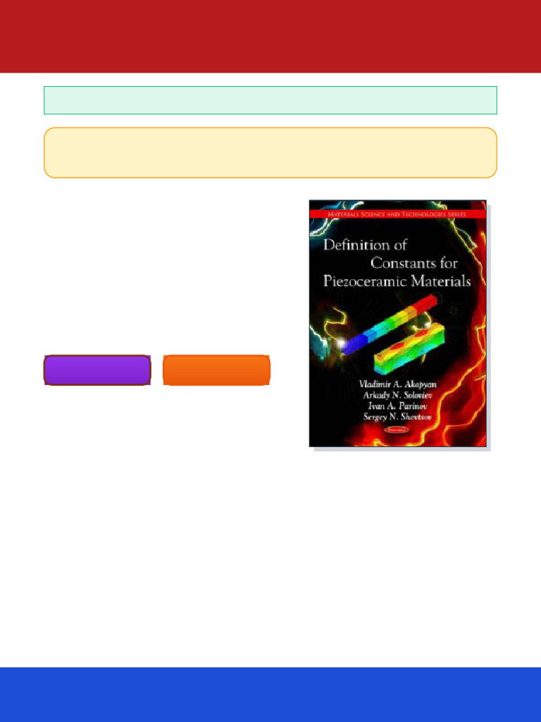 Definition of Constants for Piezoceramic Materials 1st Edition Vladimir ...