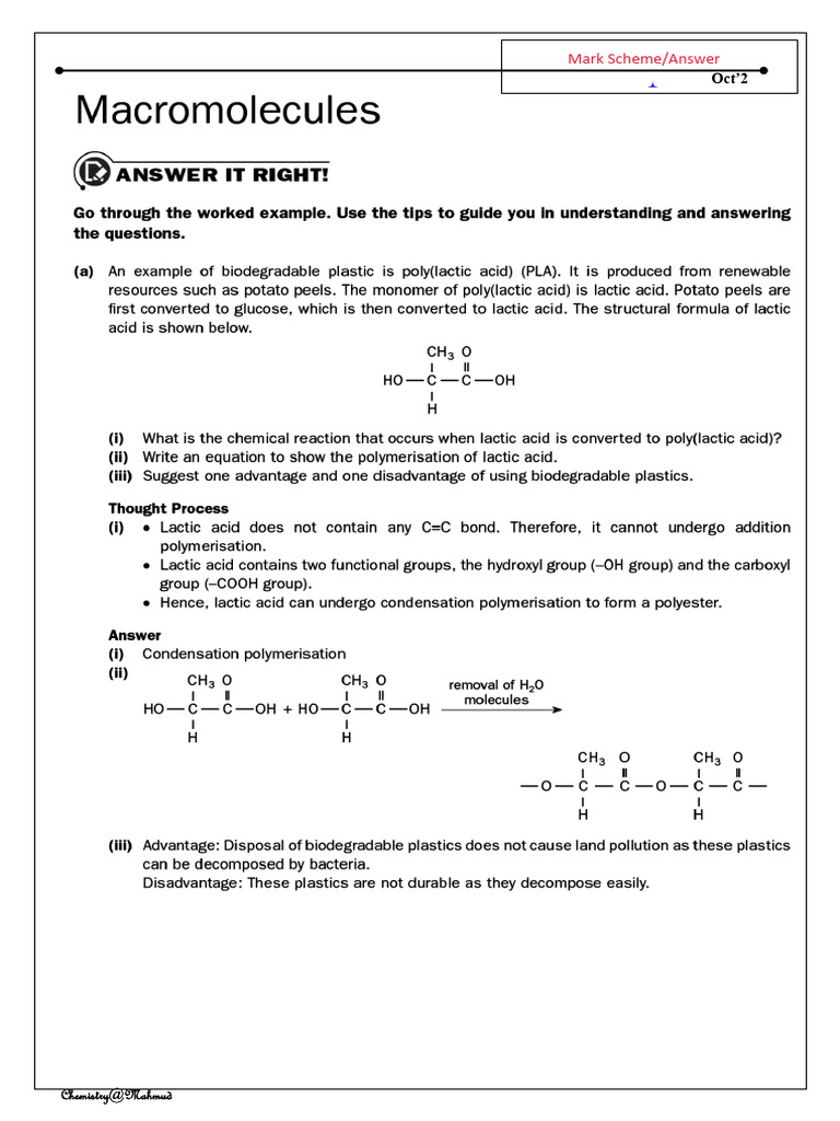 Macromolecule Worksheet for Chemistry | PDF