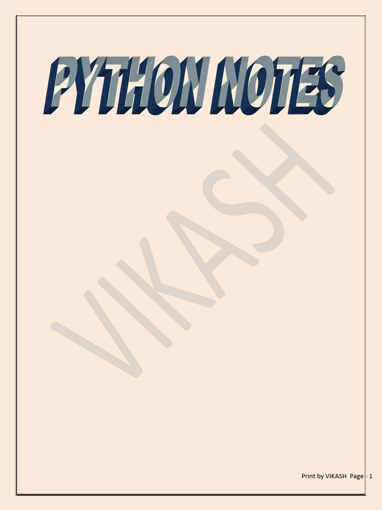 Python Full NOTES | PDF | Data Type | Python (Programming Language)