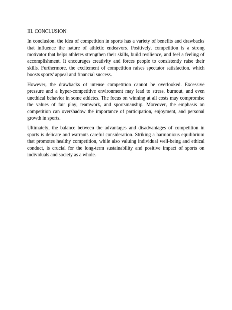 Benefits and Drawbacks of Sports Competition | PDF