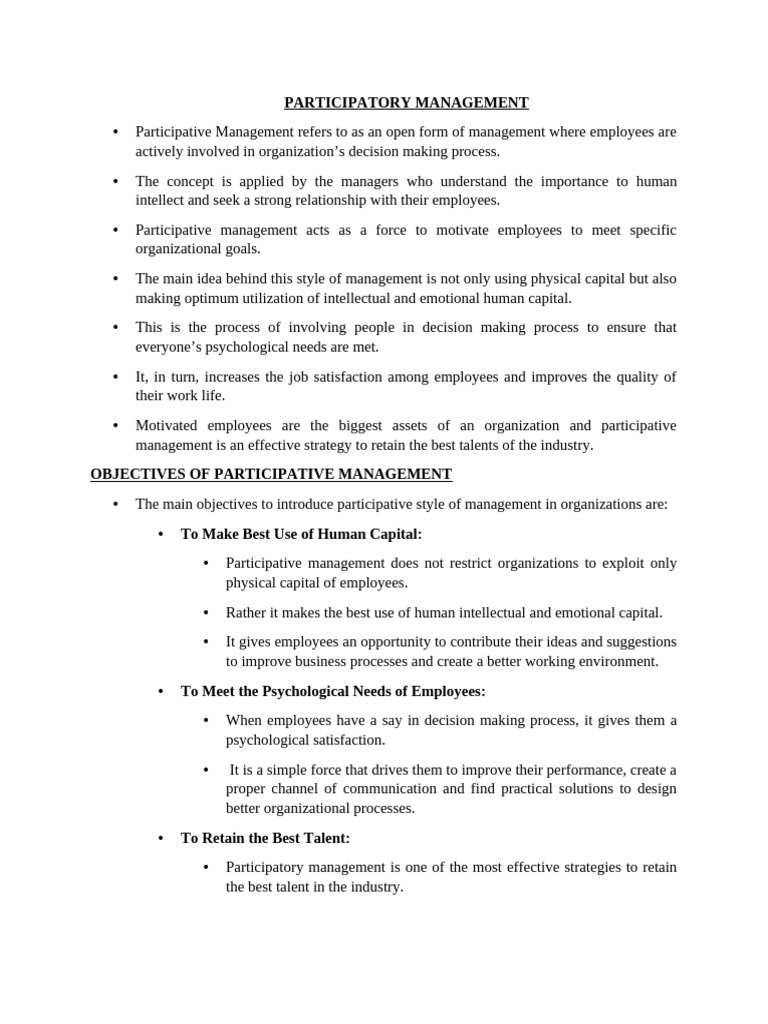 Benefits of Participative Management | PDF | Employment | Motivation