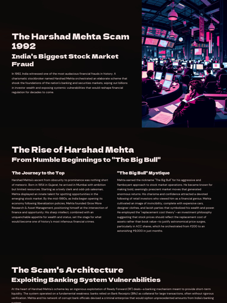 The Harshad Mehta Scam 1992: India's Biggest Stock Market Fraud | PDF ...
