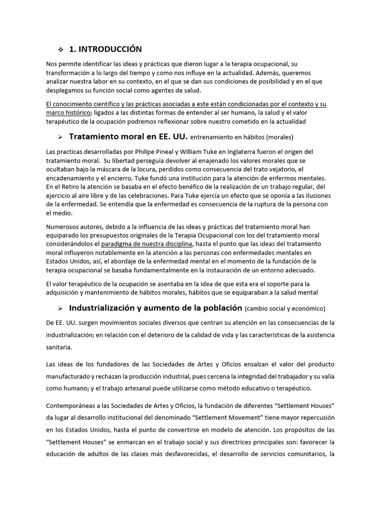 Tema 1 Introducción | PDF | Terapia ocupacional | Terapia