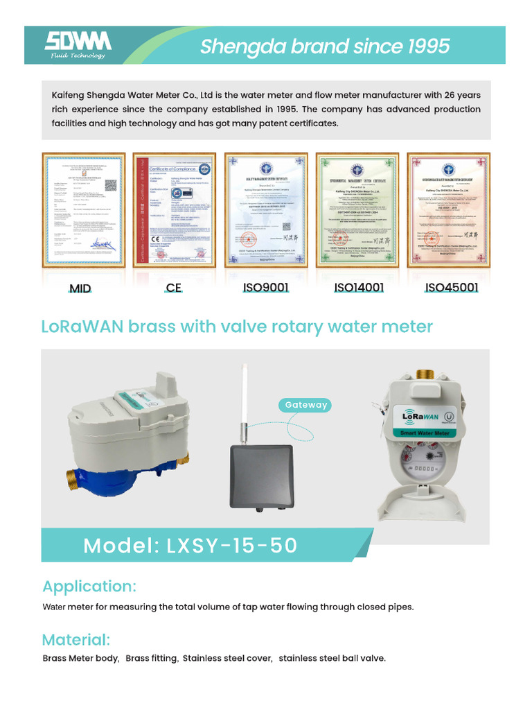 LoRaWAN Water Meter With Valve | PDF