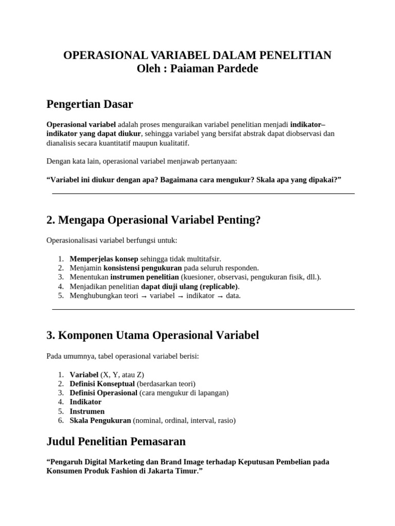 Operasional Variabel dalam Penelitian SEO | PDF