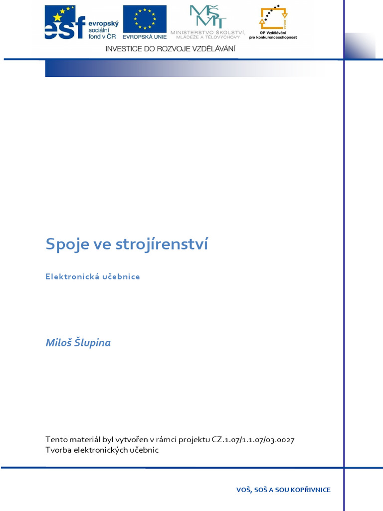 U36 Spoje Ve Strojirenstvi | PDF