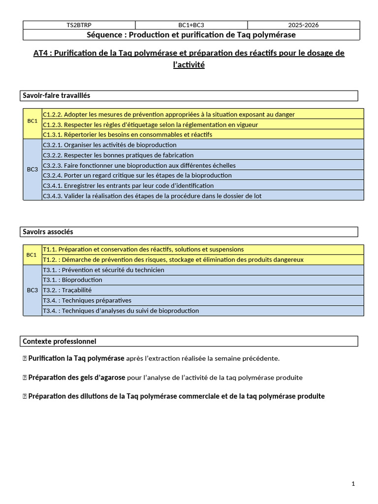 Production et purification de Taq polymérase | PDF | Électrophorèse sur ...