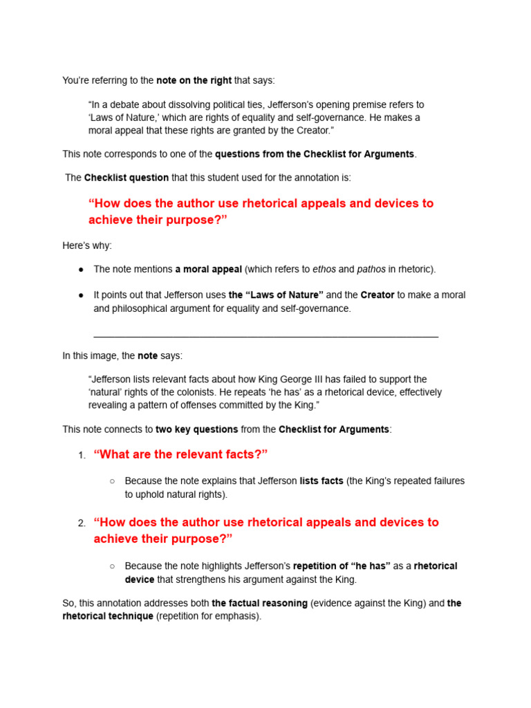 Jefferson's Rhetorical Appeals Explained | PDF