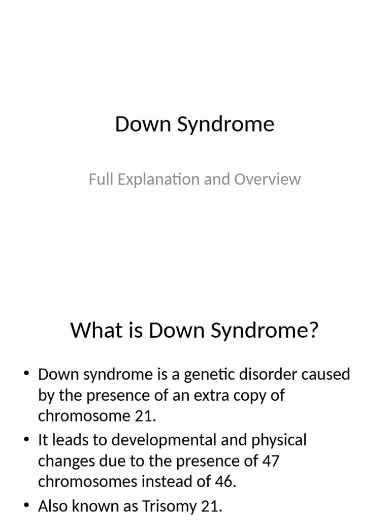 Understanding Down Syndrome Overview | PDF | Down Syndrome | Diseases ...