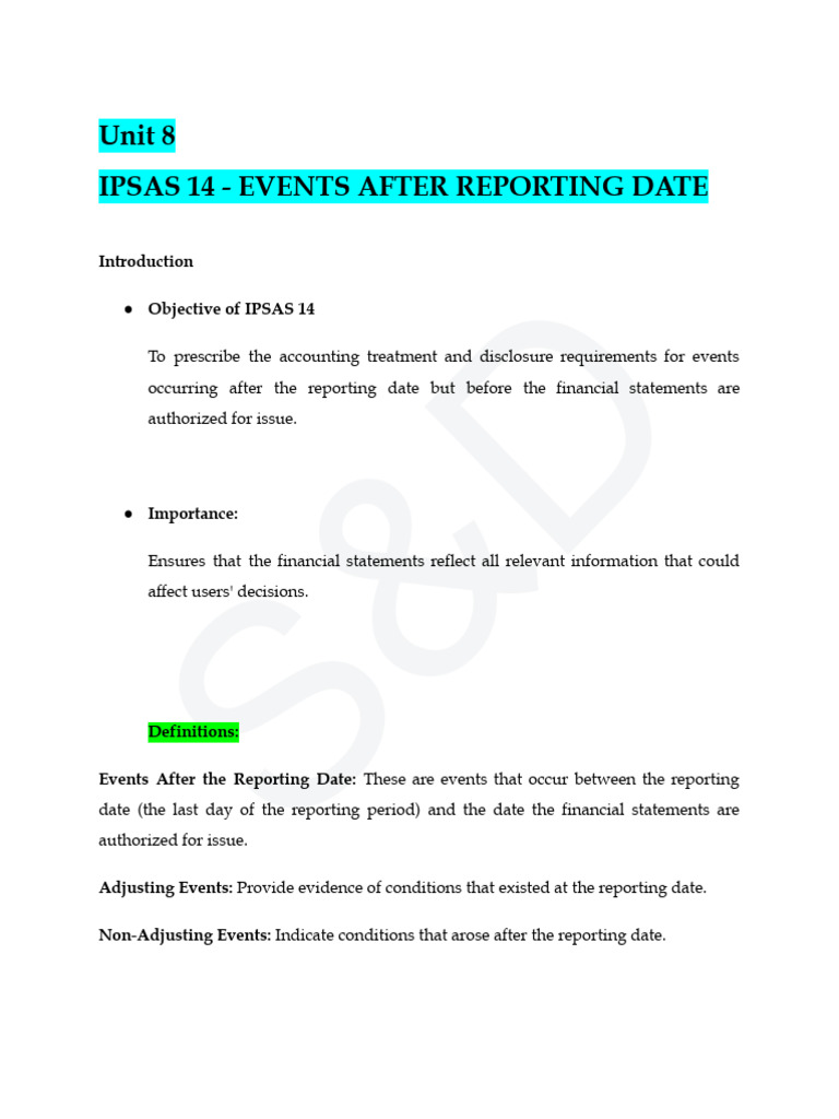 Unit 8 - Ipsas 14 - Events After Reporting Date | PDF | Mergers And ...