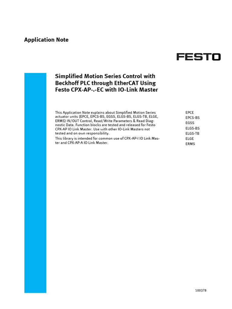 Festo Motion Control with Beckhoff PLC | PDF | Programmable Logic ...