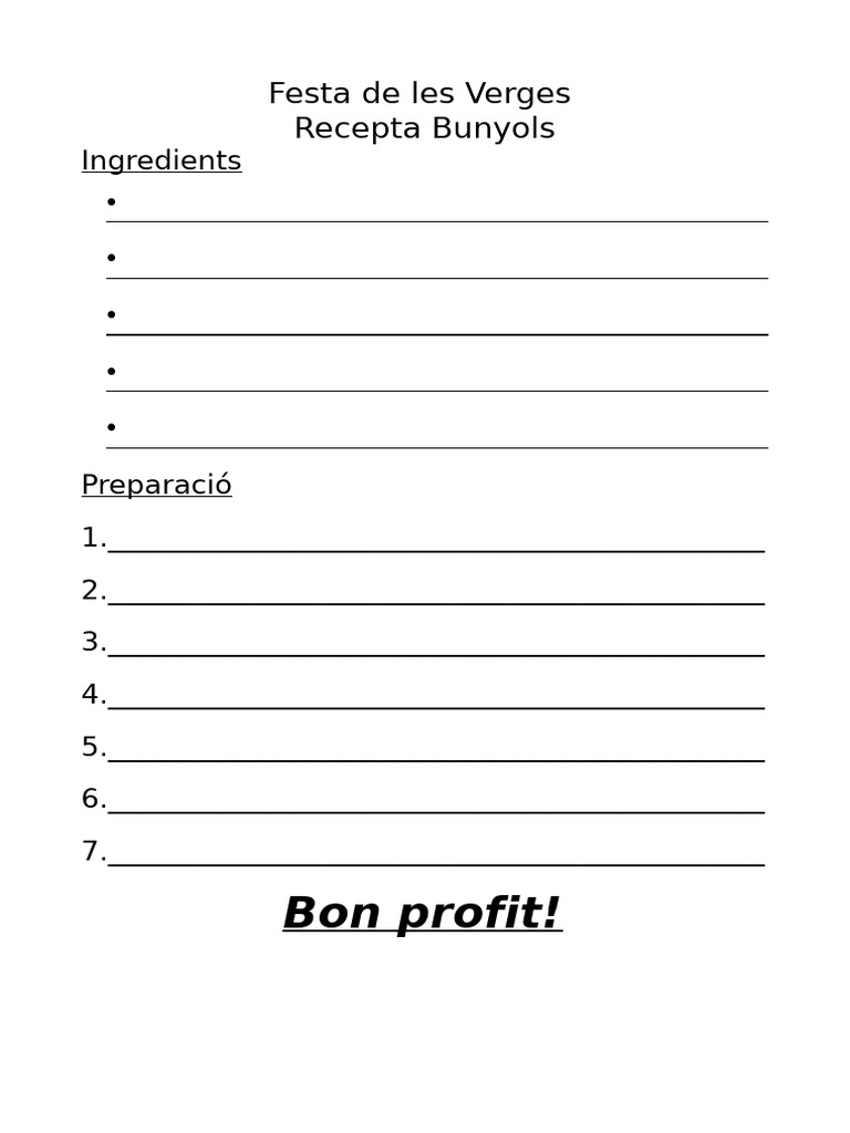 Fitxa Recepta Bunyols | PDF