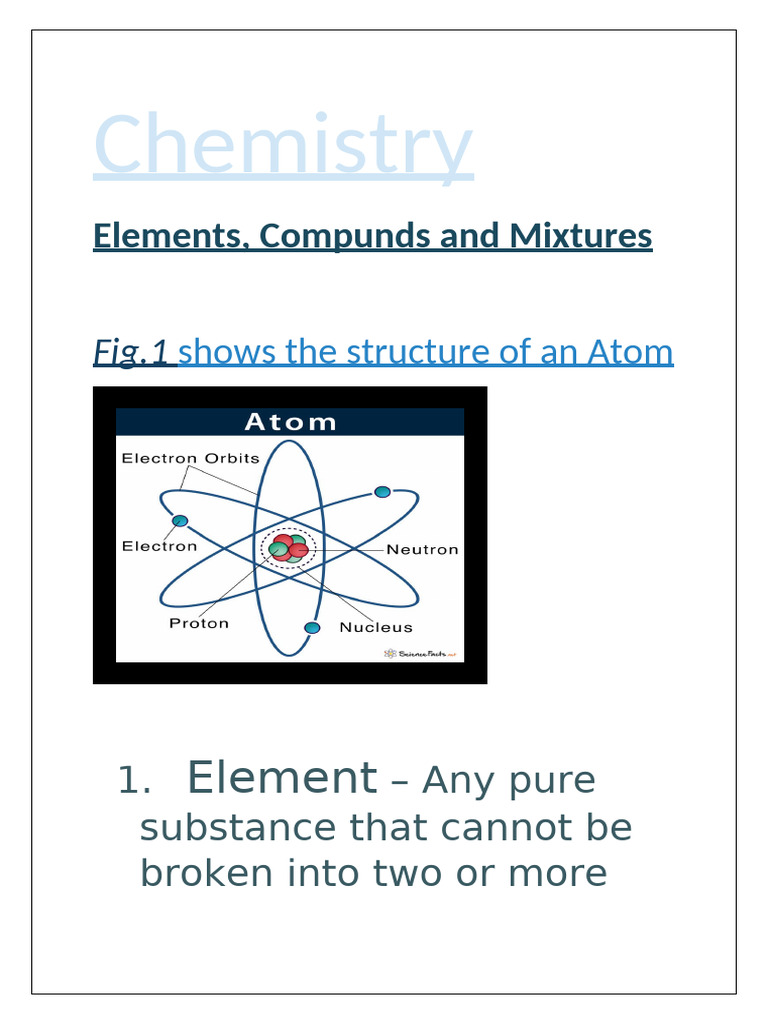 Chemistry Elements, Compounds and Mixtures | PDF