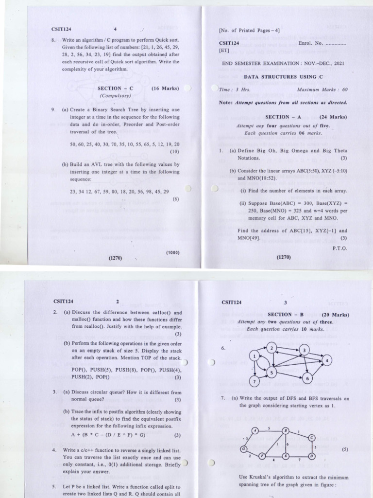 Data Structure Using C, (CSIT124), NOV-DeC-21 | PDF