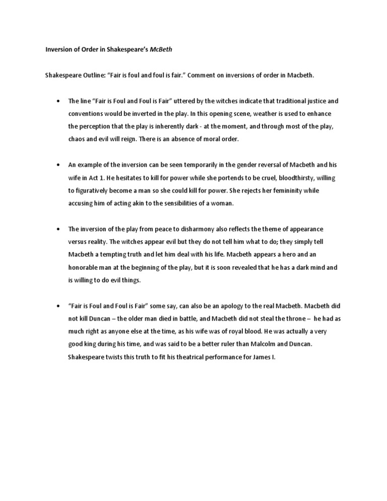 Inversion Themes in Macbeth | PDF