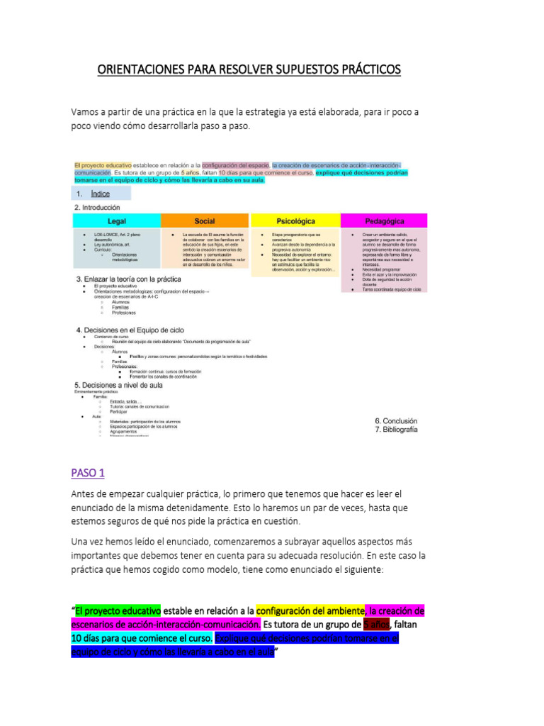 Pasos para Resolver Un Supuesto Práctico | PDF | Plan de estudios ...