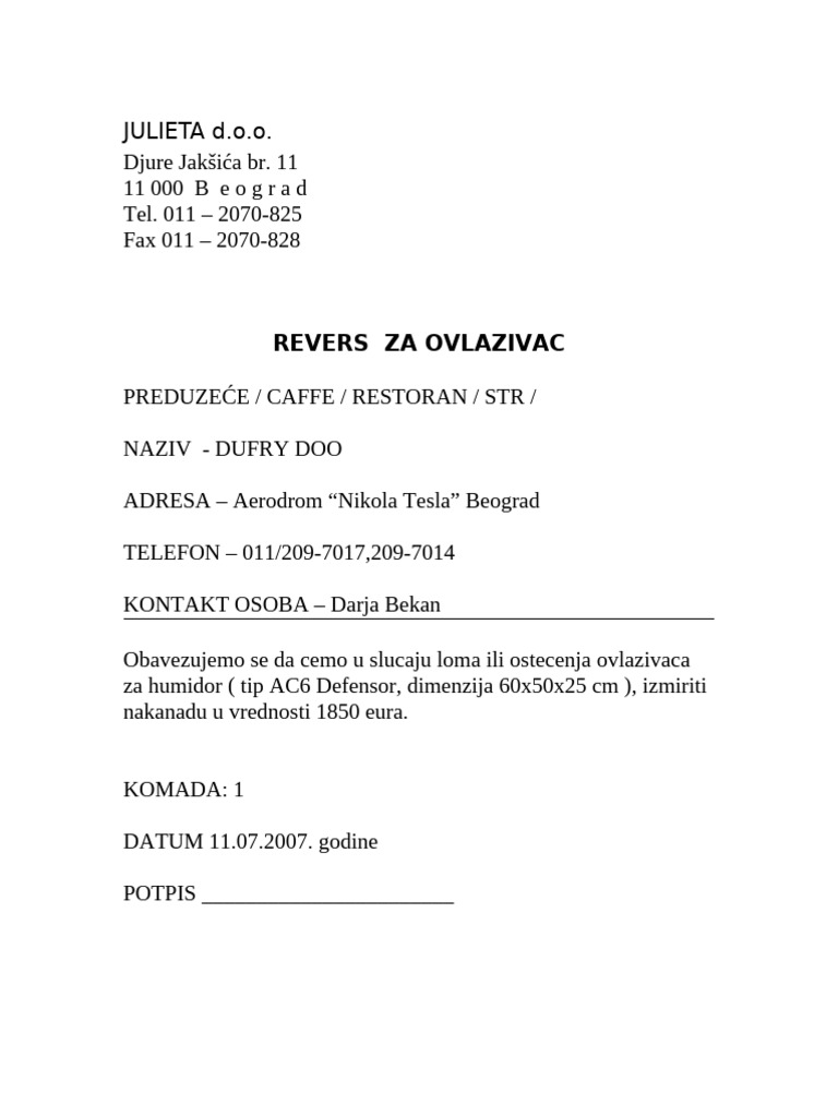 REVERS ZA Ovlazivac | PDF