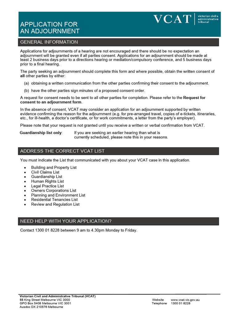 Application For An Adjournment | PDF | Public Law | Common Law