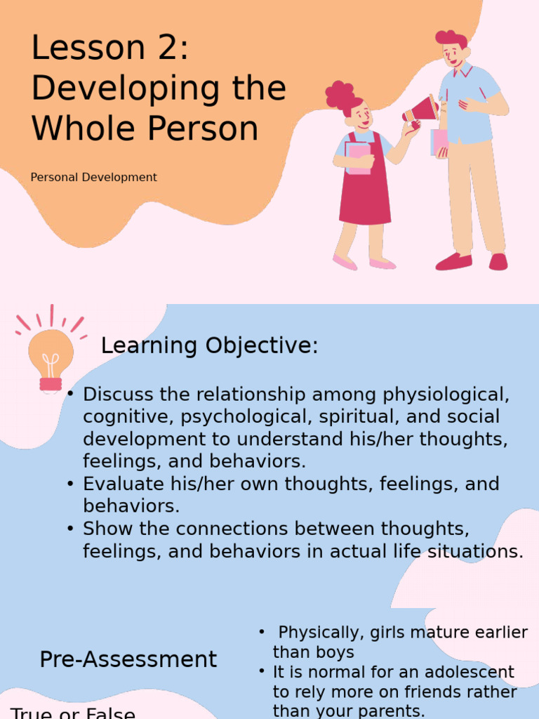 Lesson 2 Holistic Development | PDF | Adolescence | Thought
